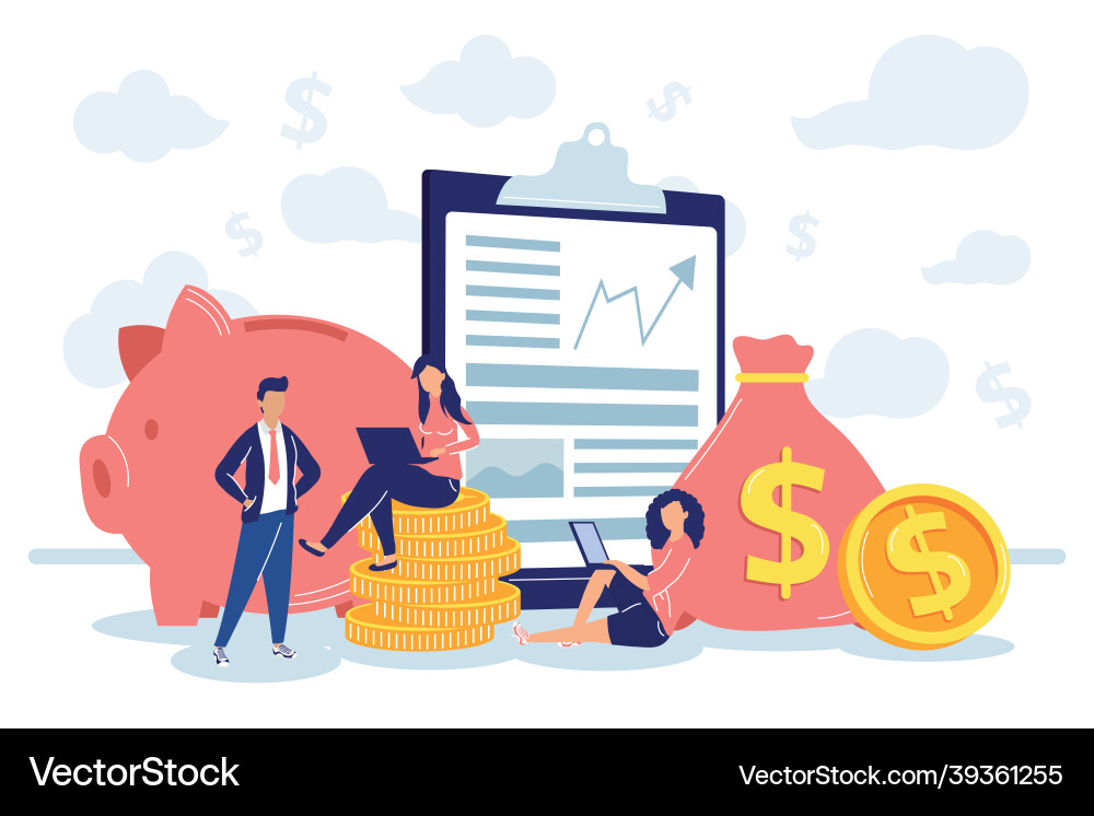 Business people with financial Royalty Free Vector Image