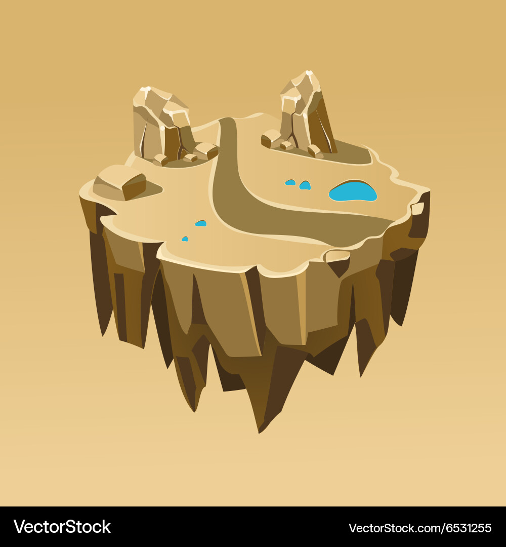 Cartoon Stone Isometric Island for Game Royalty Free Vector