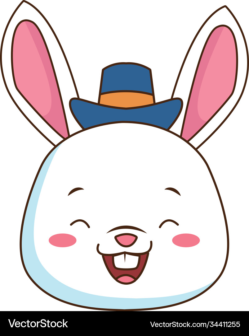 Chinese rabbit animal head with hat character Vector Image