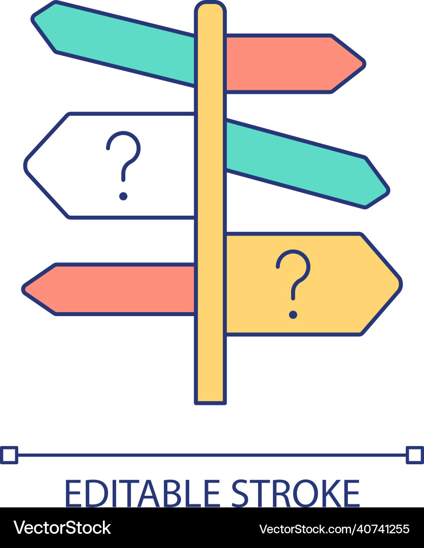 Choosing right direction rgb color icon Royalty Free Vector