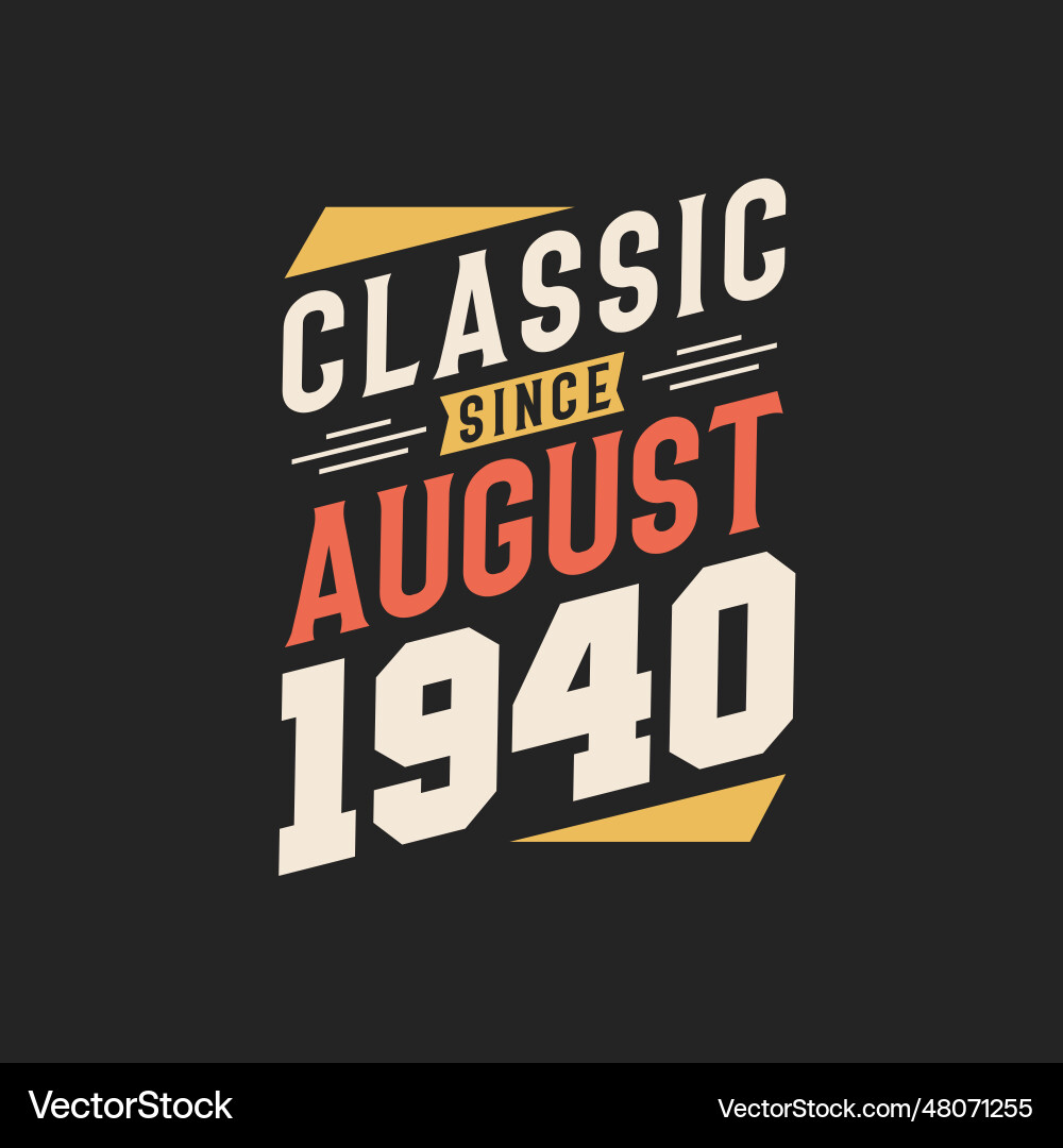 Classic since august 1940 born Royalty Free Vector Image