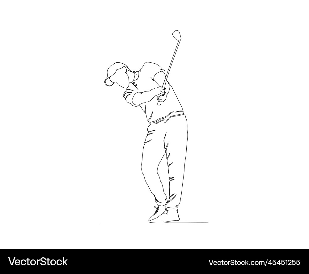 Continuous line drawing of golfer single one line Vector Image
