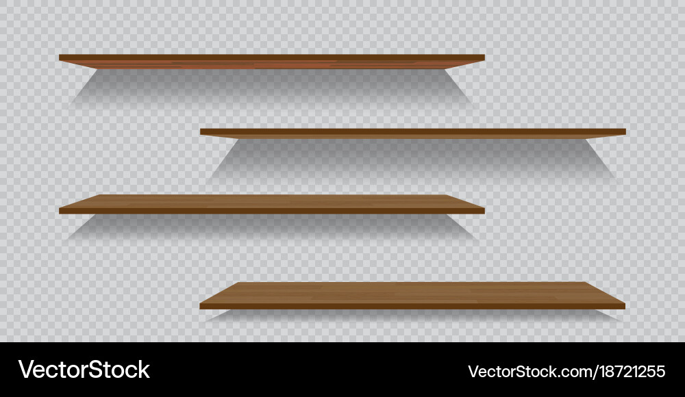 Empty wooden or plastic shelves isolated Vector Image