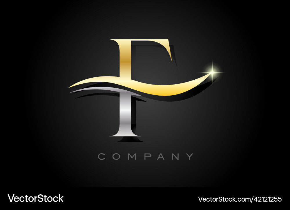 Gold grey alphabet letter logo design creative Vector Image