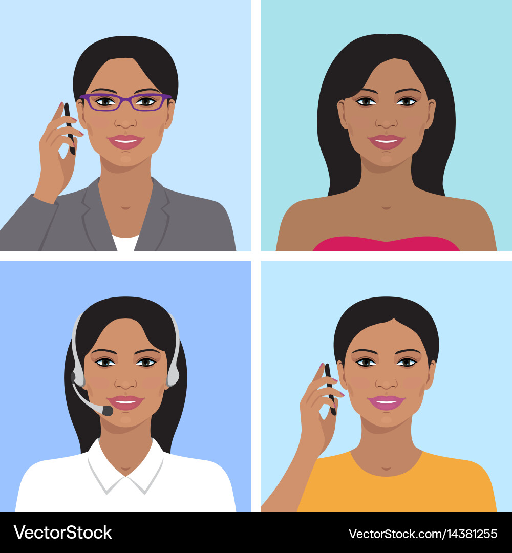 Indian woman avatar set Royalty Free Vector Image