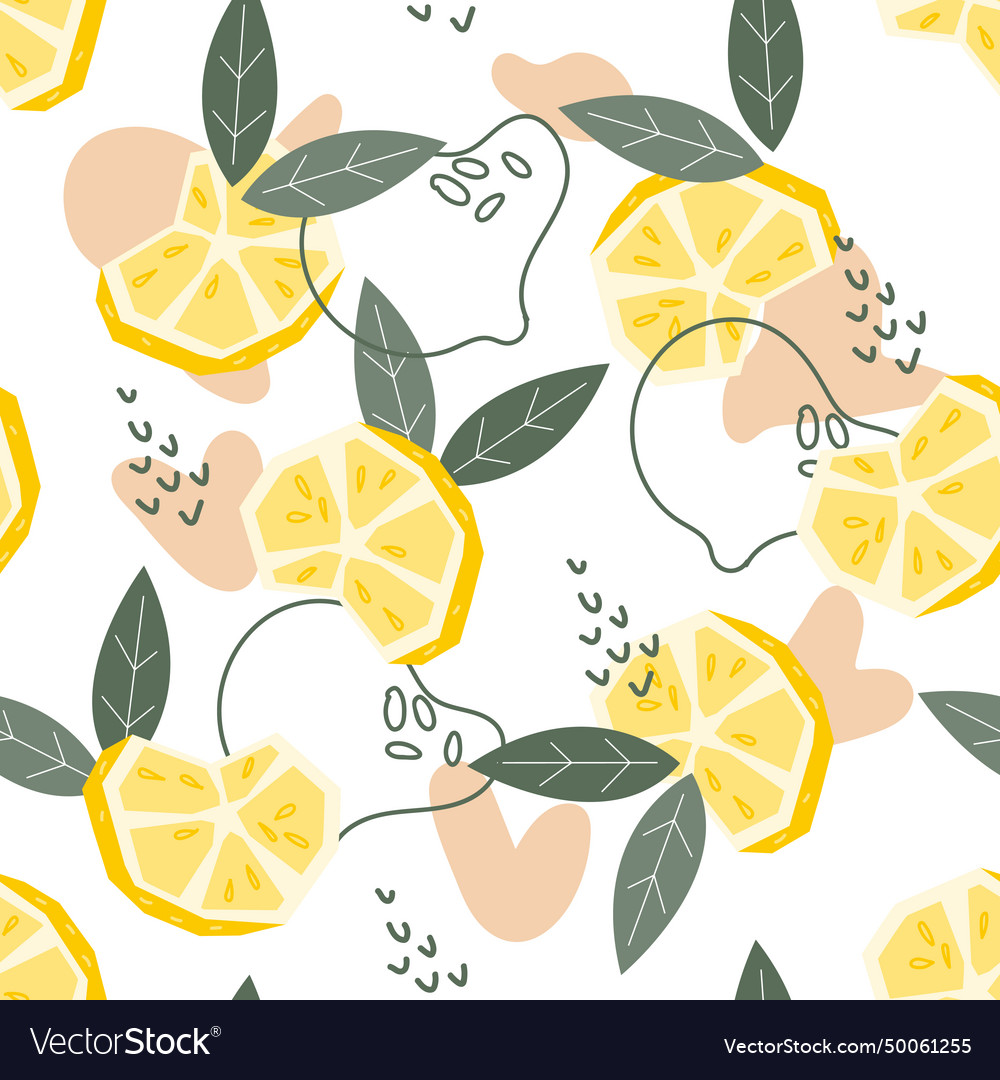 Lemon seamless pattern and endless background Vector Image