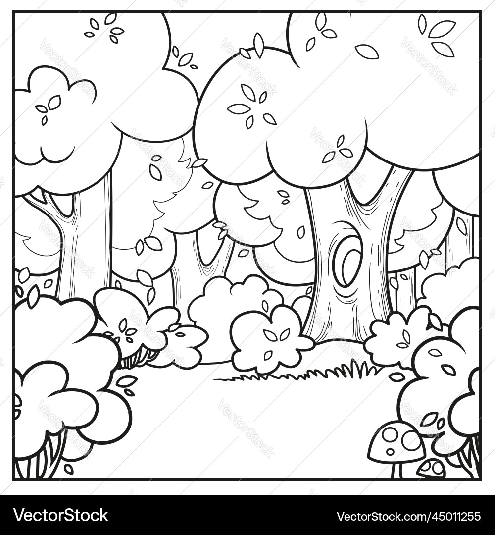 Old fairy tale forest with glade outlined Vector Image
