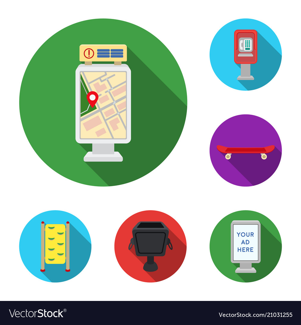 Park equipment flat icons in set collection Vector Image