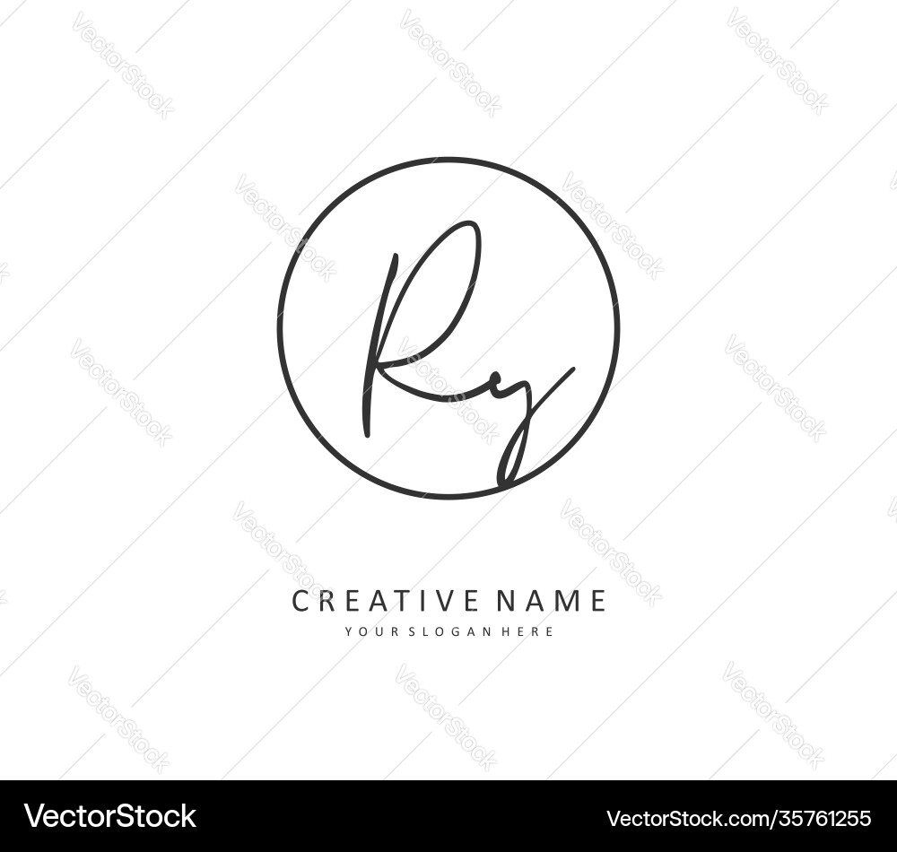 Ry initial letter handwriting and signature logo Vector Image