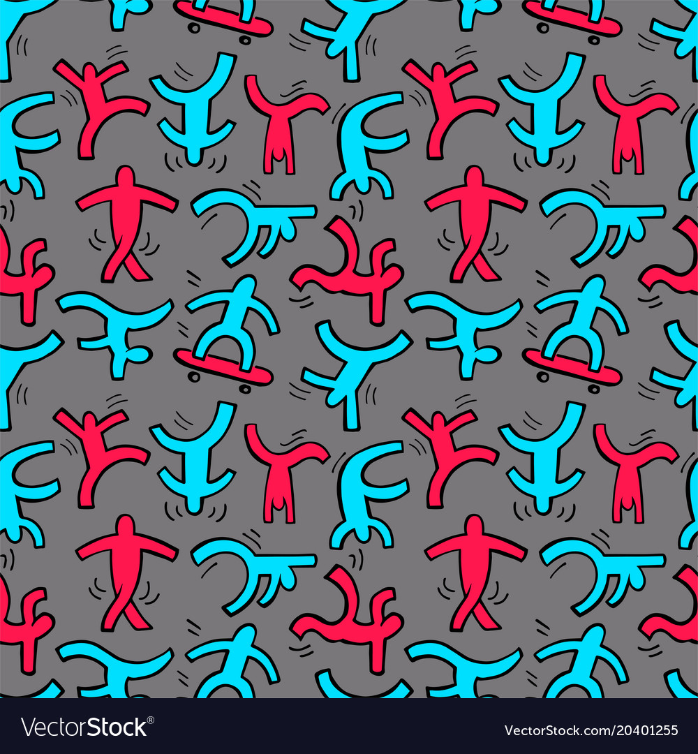 Seamless pattern with dancing figures Royalty Free Vector
