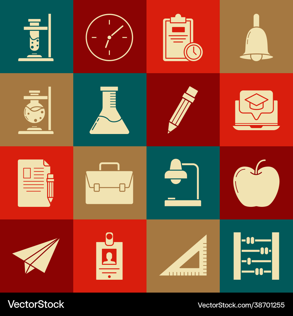 Set abacus apple graduation cap on screen laptop Vector Image