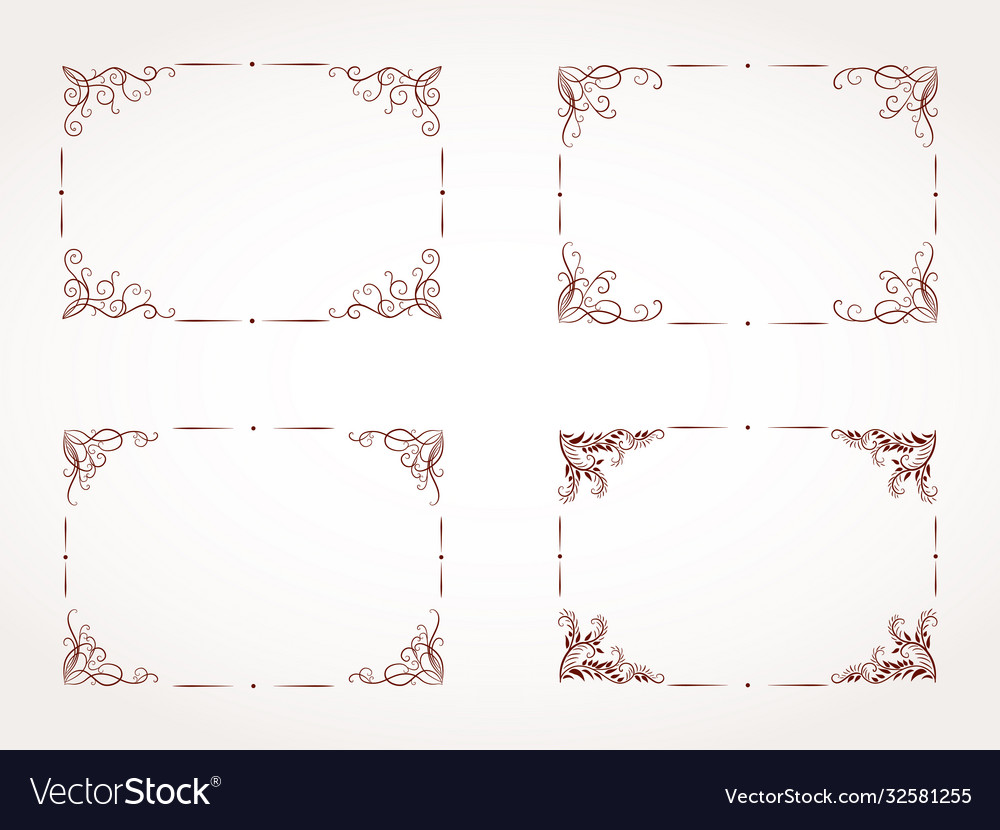 Set rectangular ornamental frame Royalty Free Vector Image