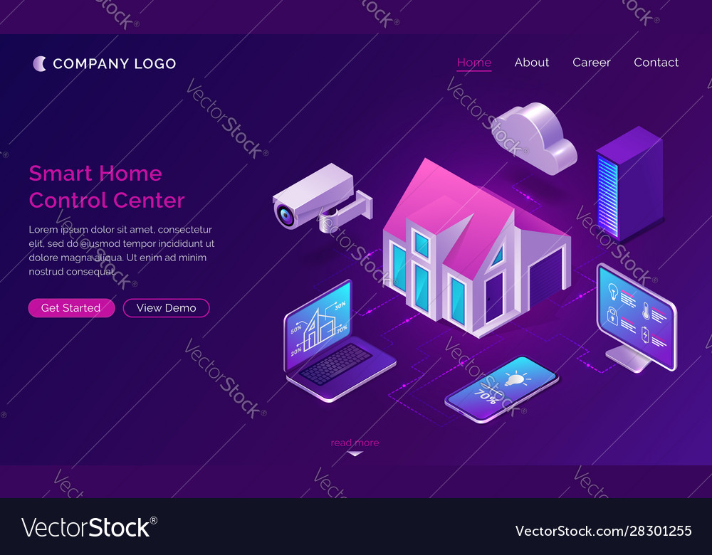 Smart home isometric internet things concept Vector Image