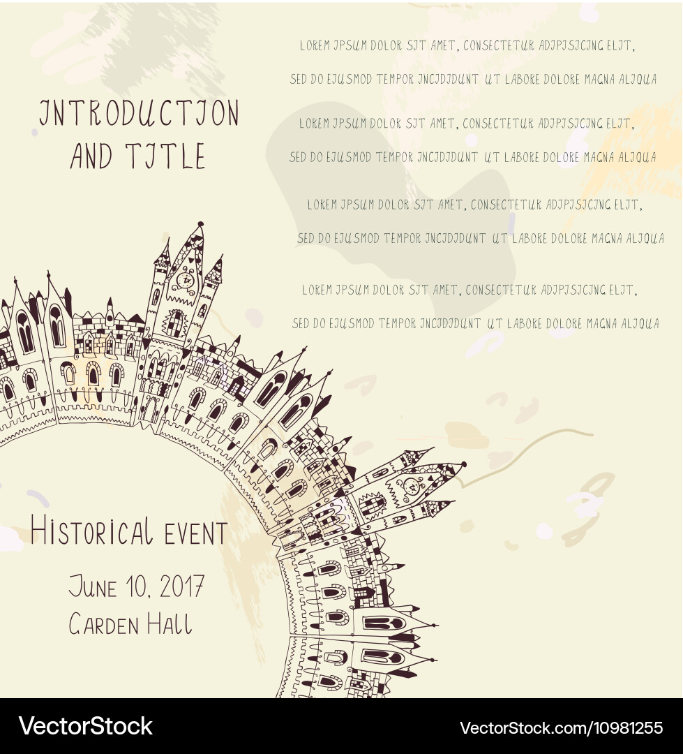 Template for the historical event invitation with Vector Image