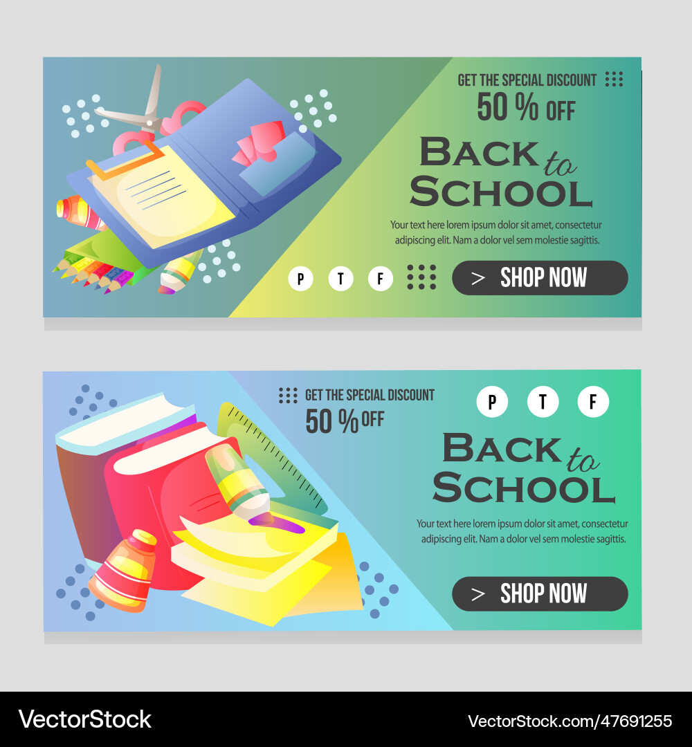 Web banner school template with school stationary Vector Image