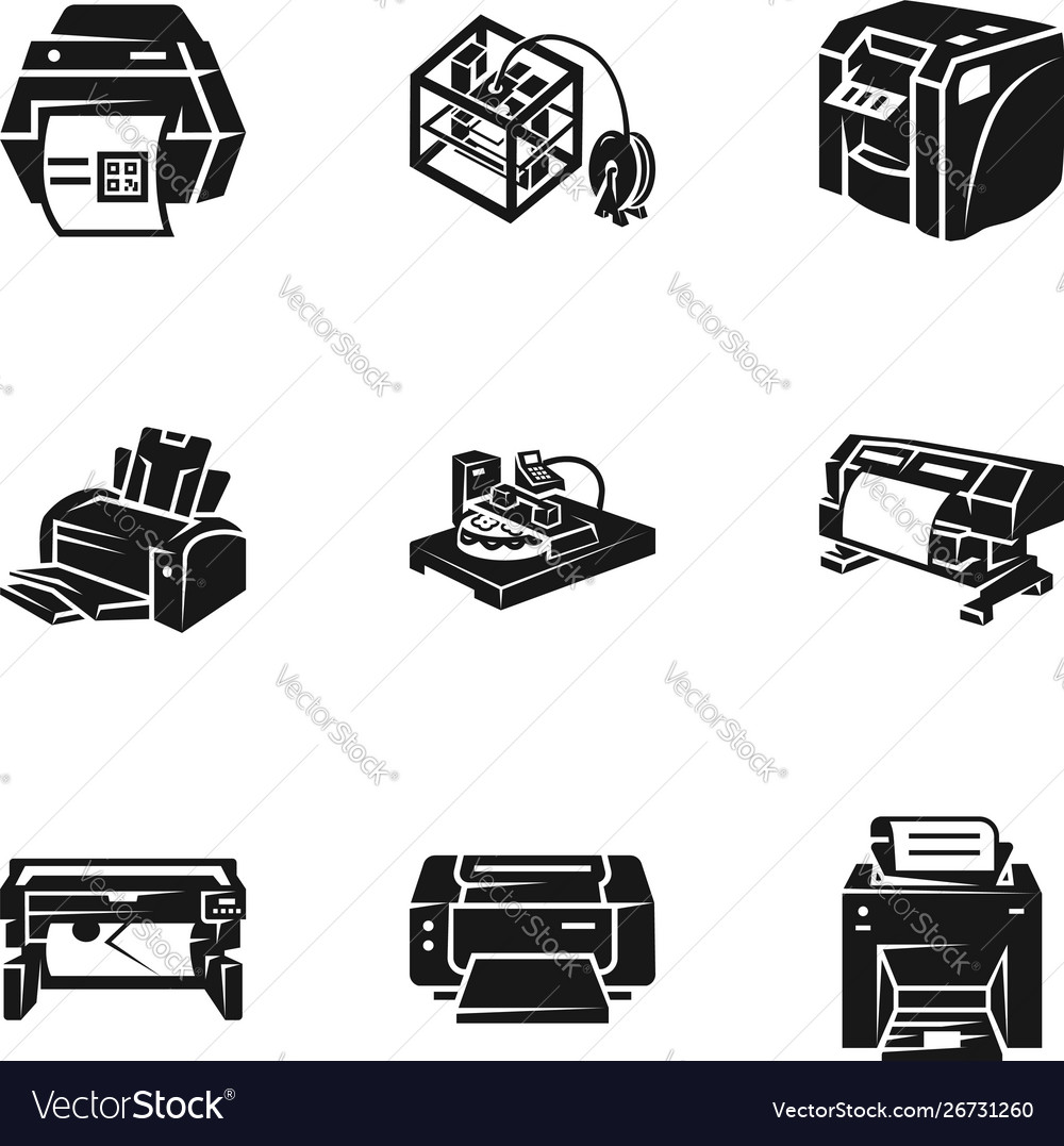 3d printer icon set simple style Royalty Free Vector Image 3d printer icon set simple style Royalty Free Vector Image