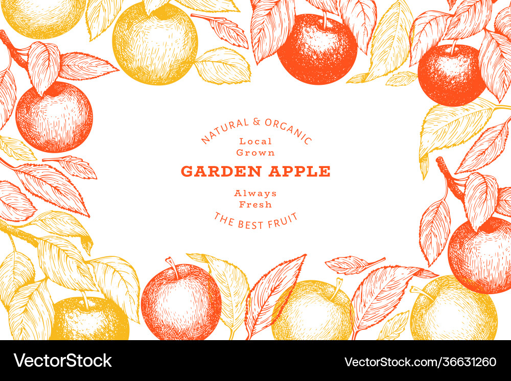 Apple branch design template hand drawn garden Vector Image