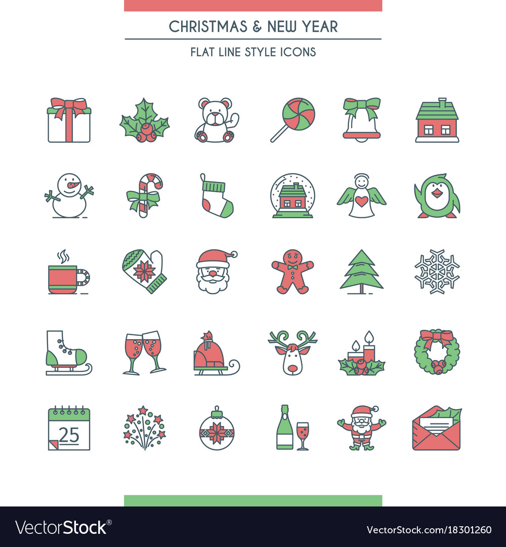 Christmas icons set Royalty Free Vector Image - VectorStock