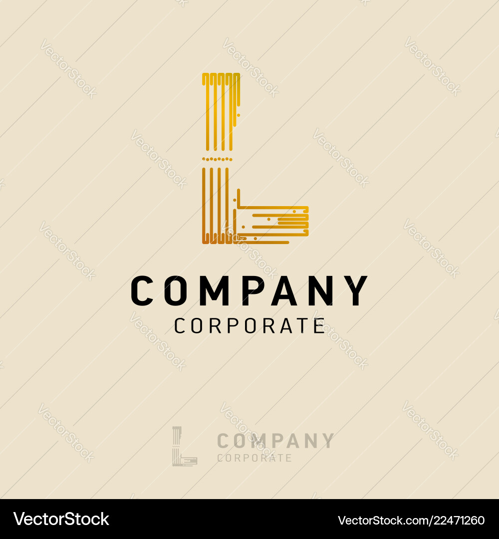 L company logo design with visiting card Vector Image