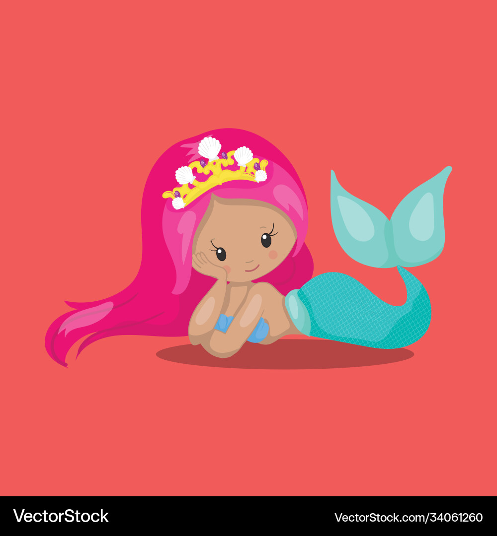 Mermaid princess pink light 07 Royalty Free Vector Image