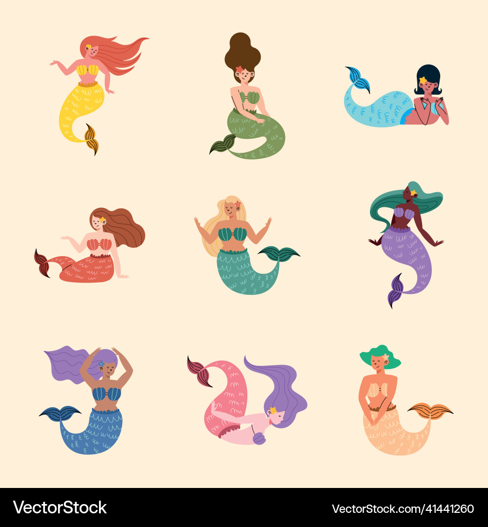 Mermaids fantasy characters Royalty Free Vector Image