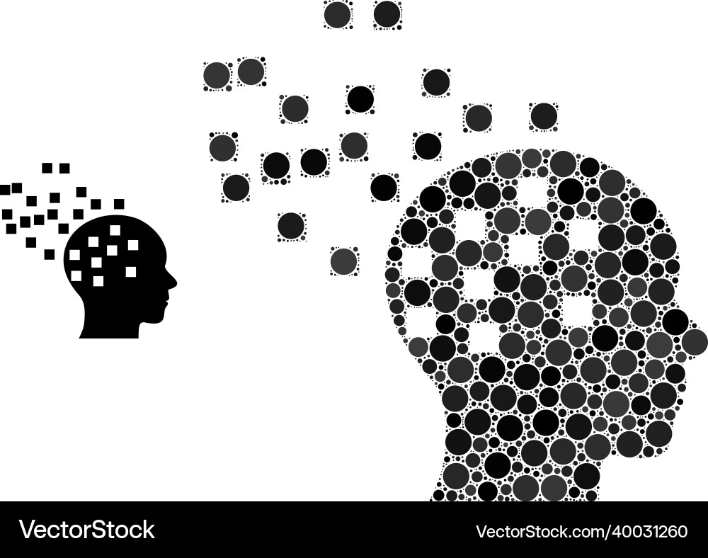 Mind disintegration mosaic of small circles Vector Image