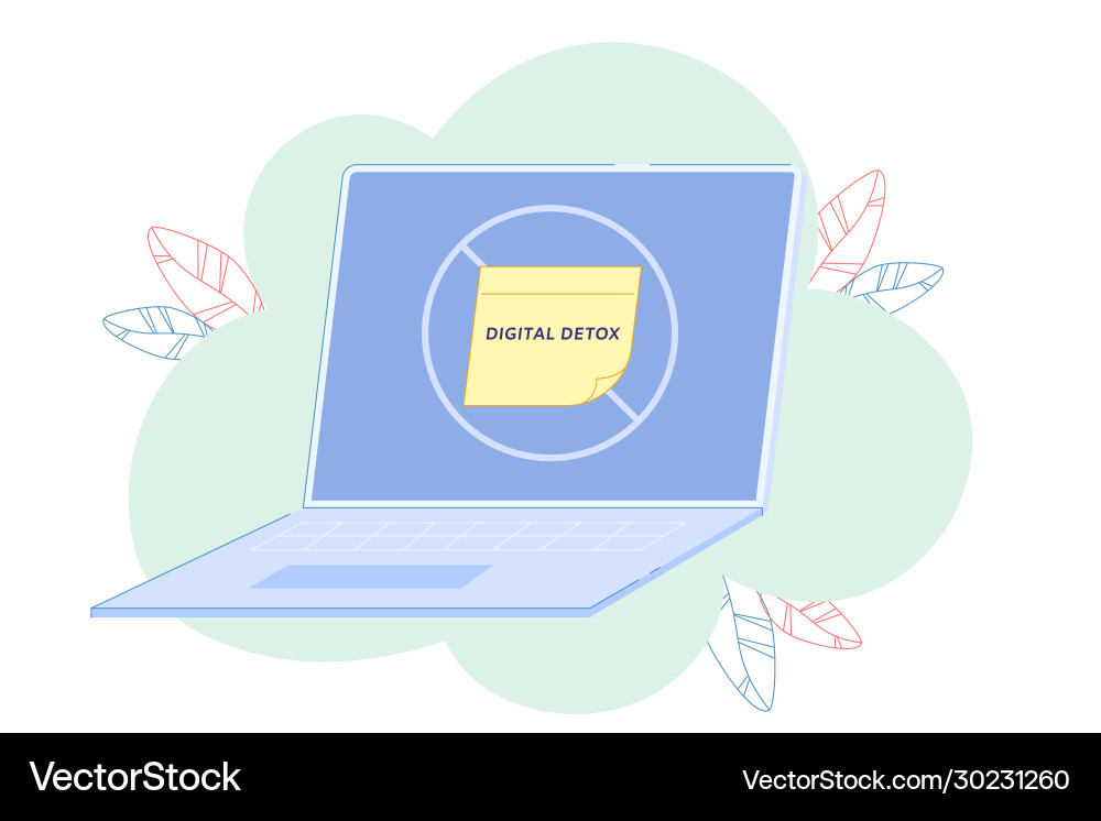Note attached on laptop screen digital detox Vector Image