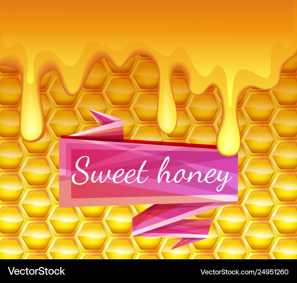 Realistic background with honeycombs and honey Vector Image