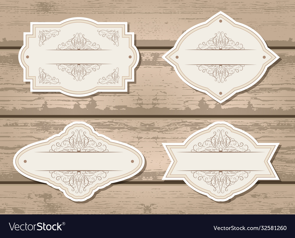 Set labels with frames and decorative elements Vector Image
