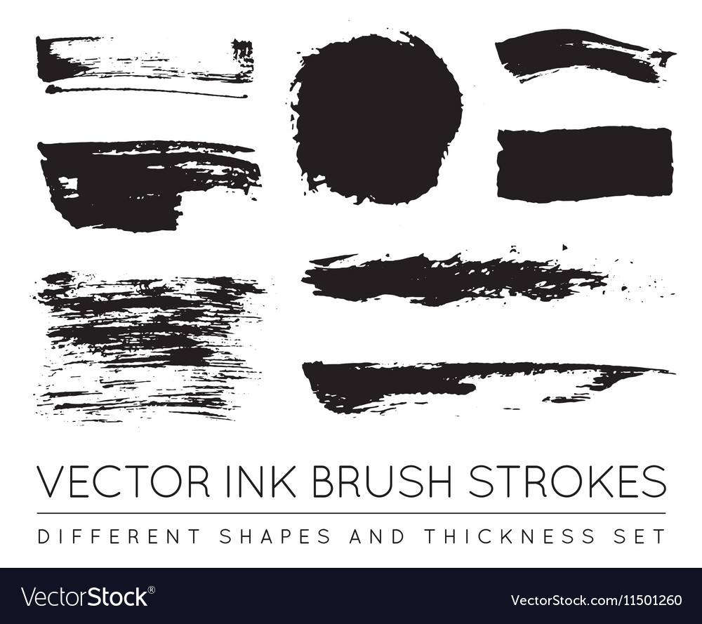 Set of black pen ink brush strokes grunge ink Vector Image