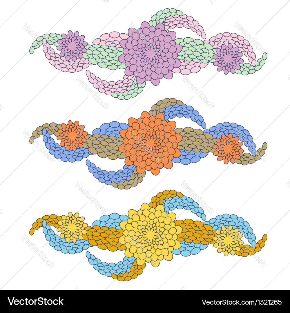 3 flower compositions Royalty Free Vector Image