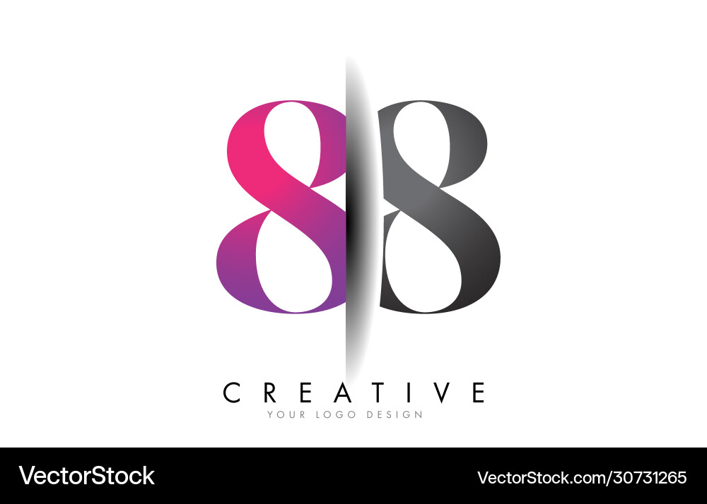 88 8 grey and pink number logo with creative Vector Image