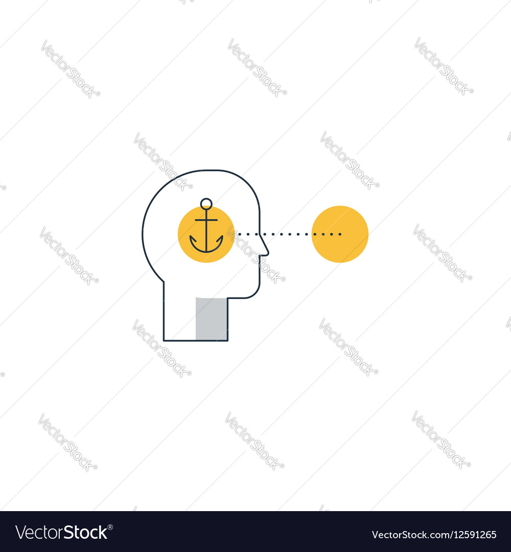 Anchoring or focalism cognitive bias decision Vector Image Anchoring or focalism cognitive bias decision Vector Image