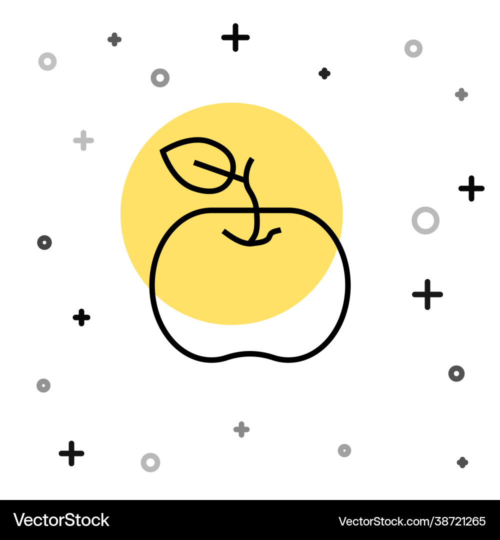 Black line apple icon isolated on white background