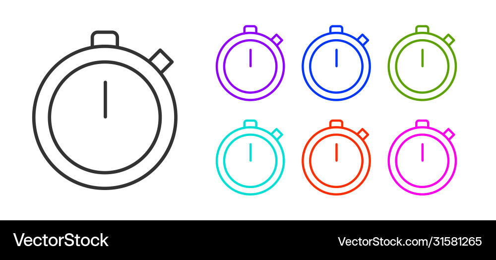 Black line stopwatch icon isolated on white Vector Image