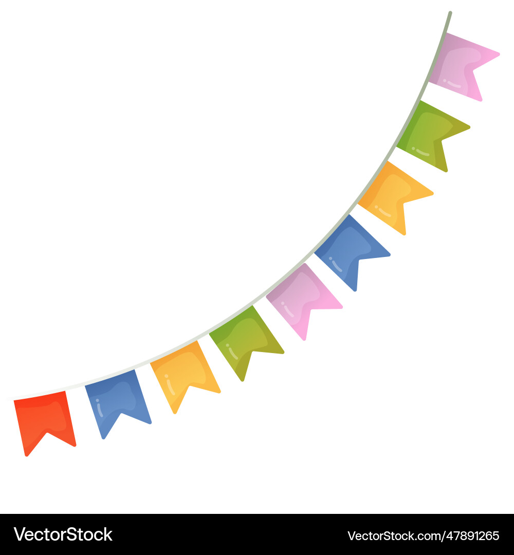 Bunting garland flags on white isolated background