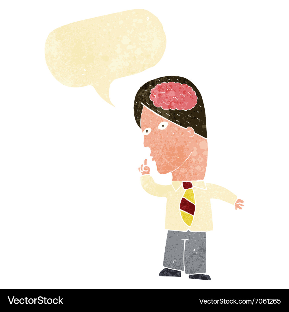 Cartoon businessman with huge brain speech Vector Image