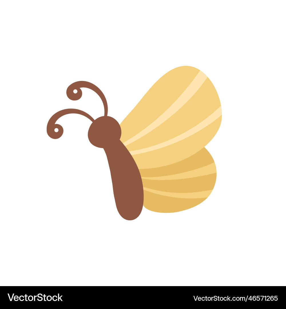 Cute simple yellow butterfly icon logo isolated Vector Image