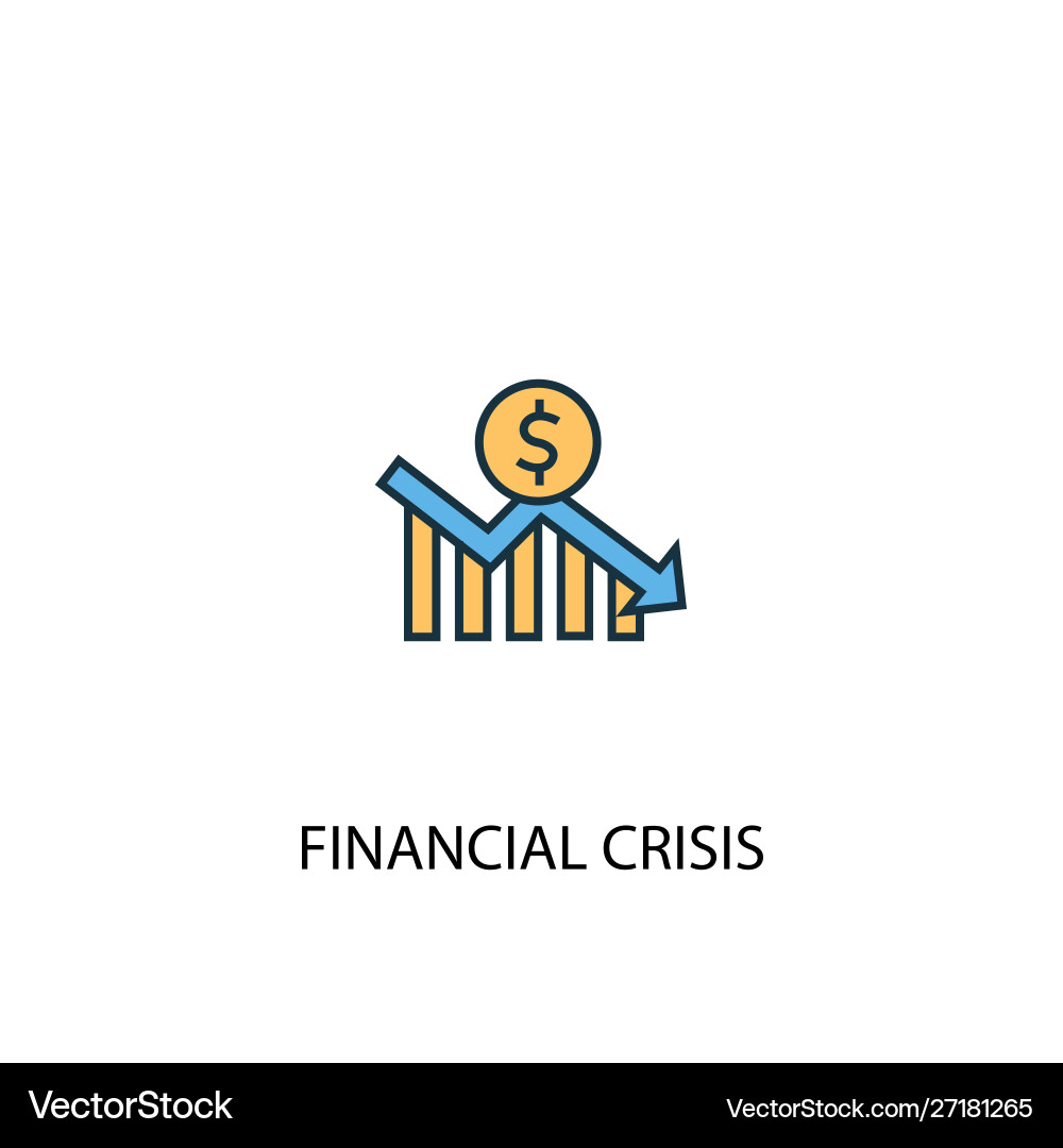 Financial crisis concept 2 colored line icon Vector Image