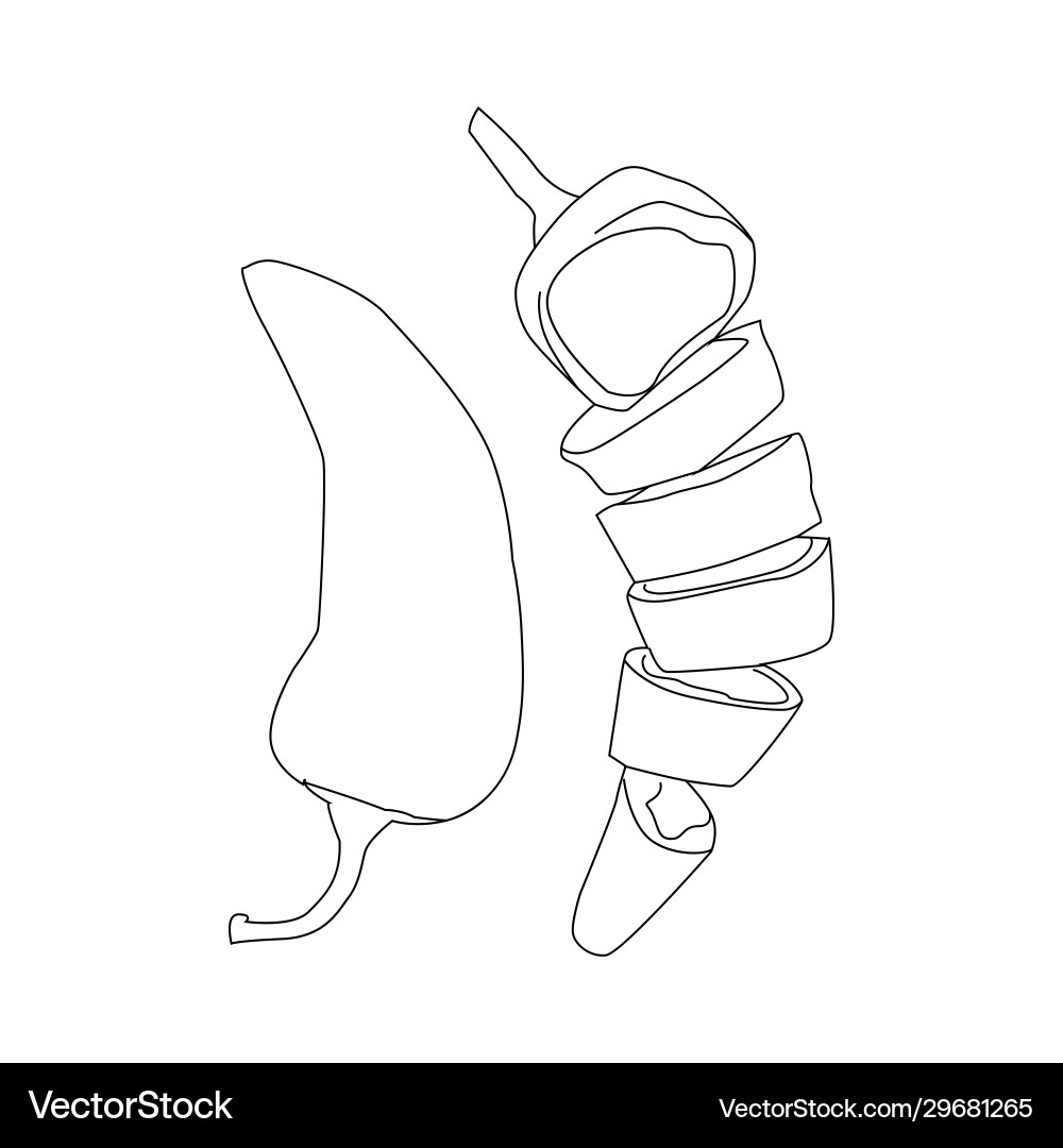 Hand drawn line art red chili eps 10 Royalty Free Vector