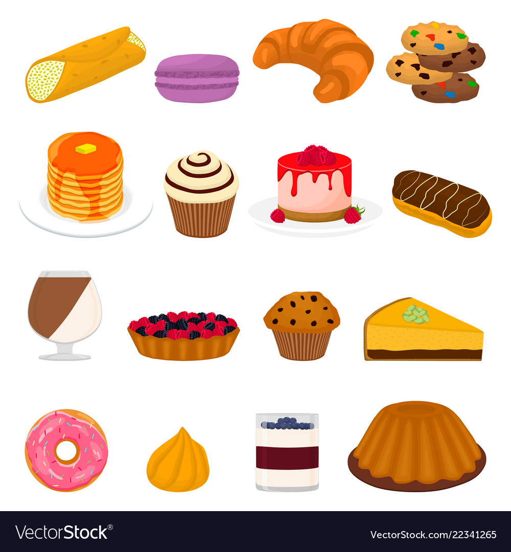 Icon logo for big set sweet desserts Royalty Free Vector