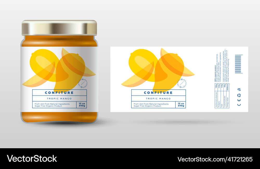 Mango confiture sweet jam transparent slices Vector Image