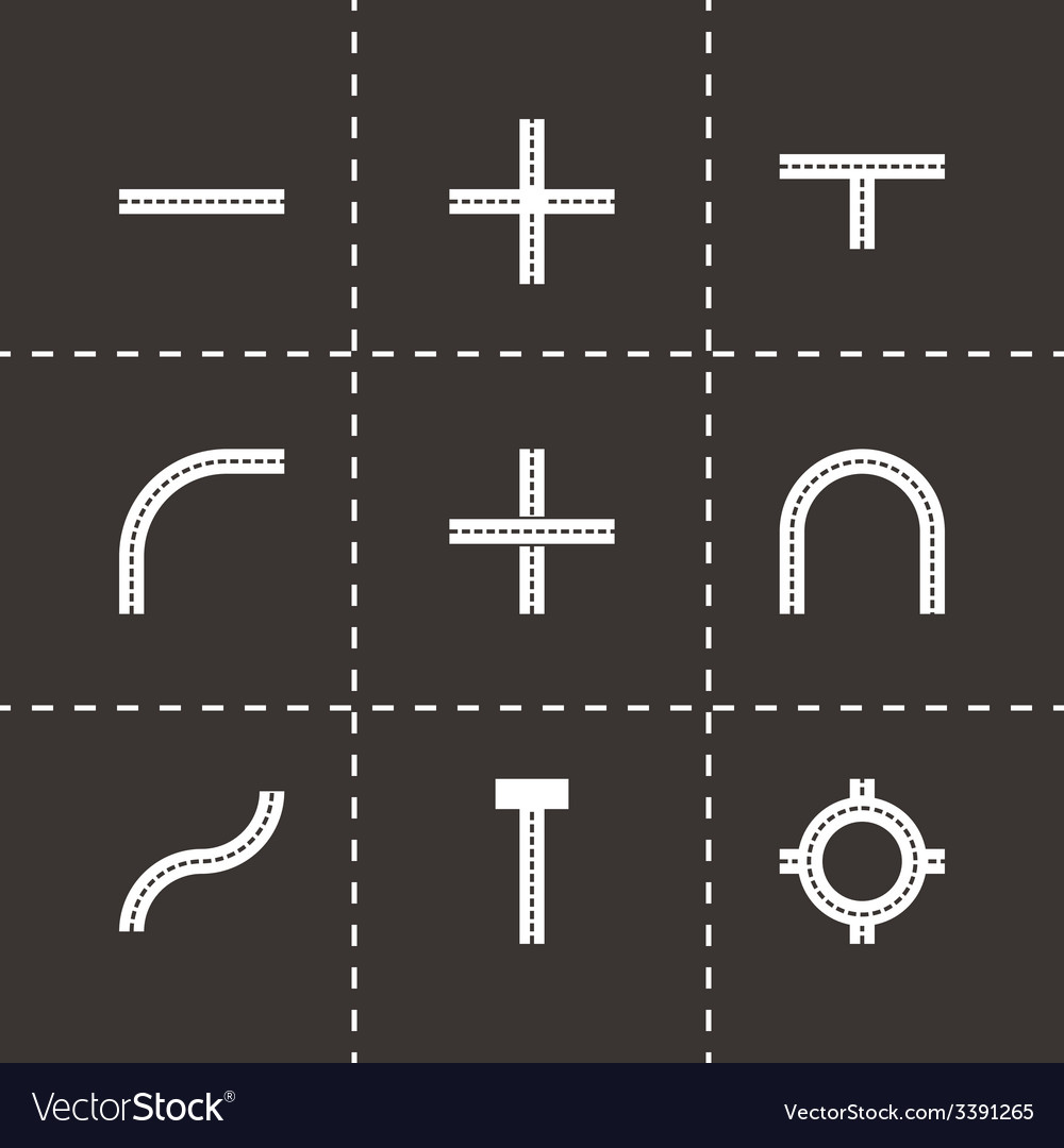 Road elements icon set Royalty Free Vector Image