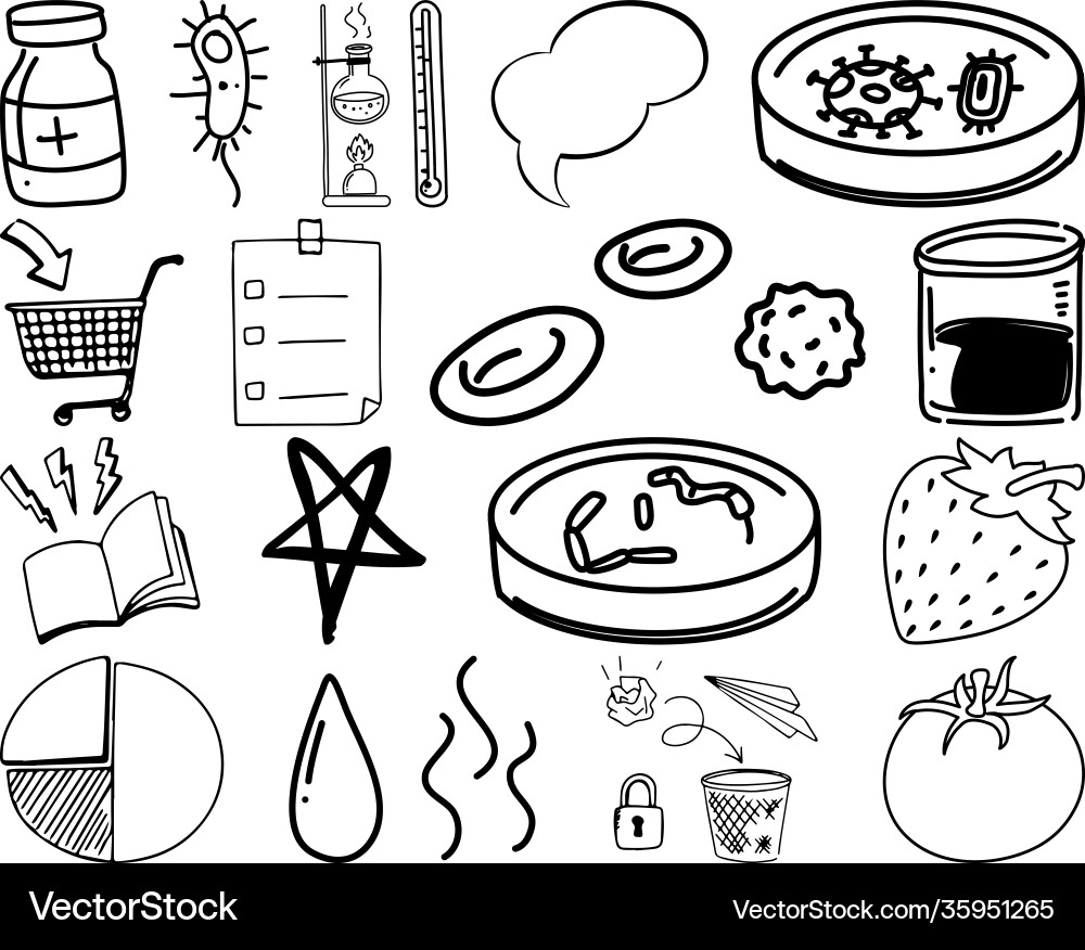 Set item and symbol hand drawn doodle Royalty Free Vector