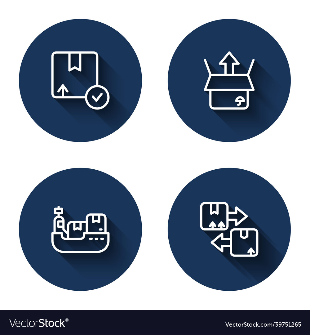 Set line carton cardboard box unboxing cargo Vector Image