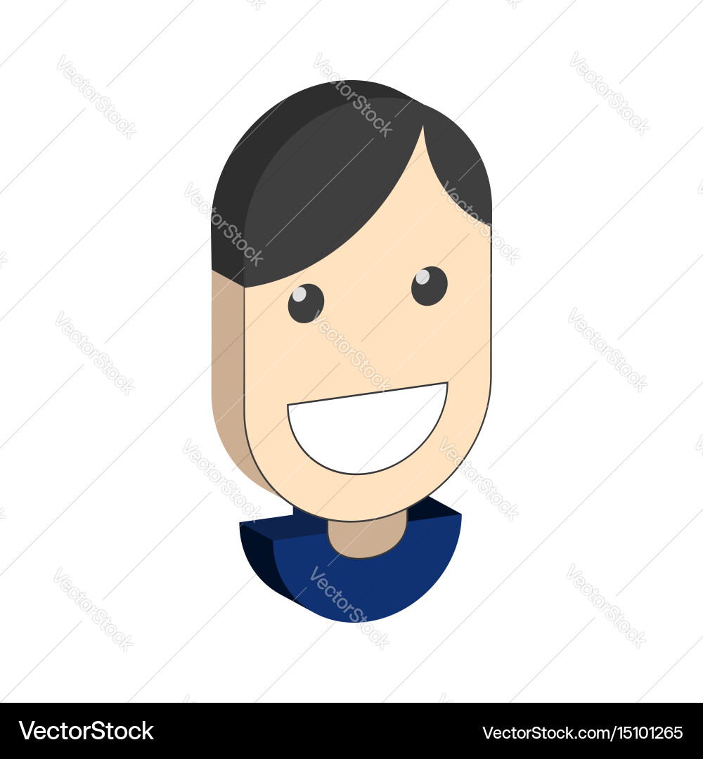 Smiling man avatar symbol flat isometric icon Vector Image