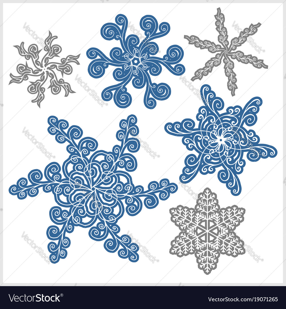Snowflake winter set Royalty Free Vector Image