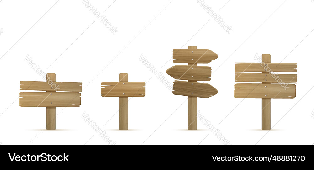 3d wooden signboards set Royalty Free Vector Image
