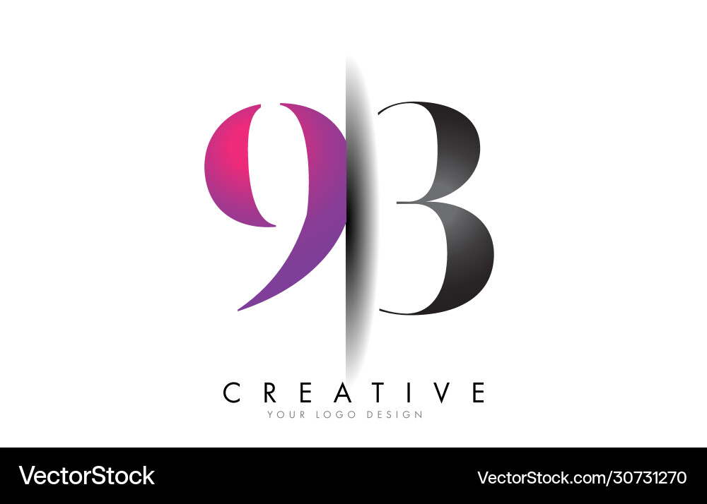 93 9 3 grey and pink number logo with creative Vector Image