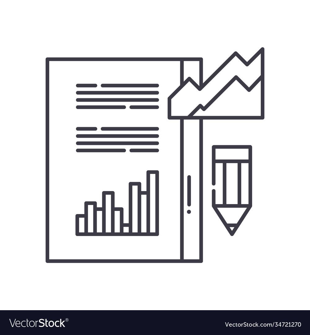 Analysis report icon linear isolated Royalty Free Vector